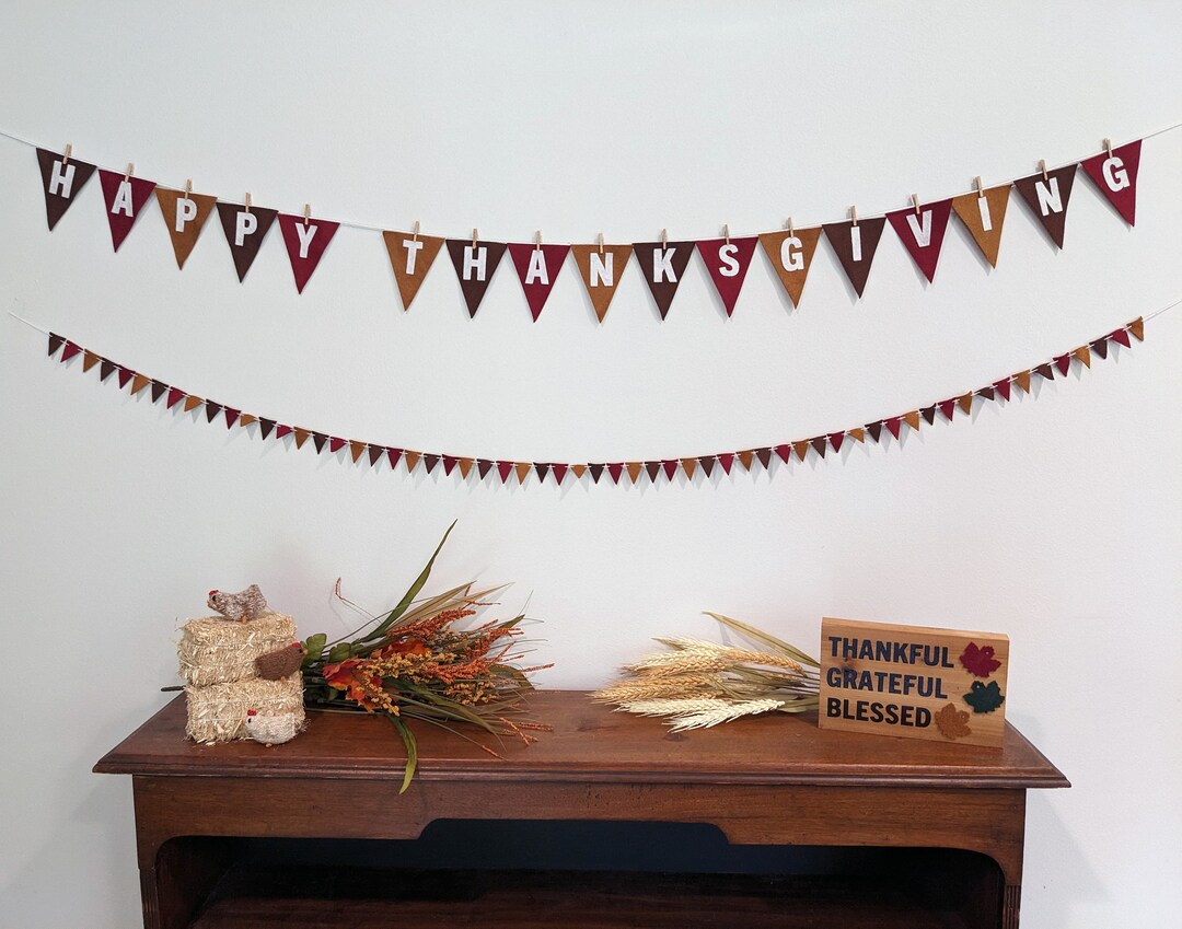 Happy Thanksgiving Flag Banner - Fall Flag Banner - Custom Colors ...