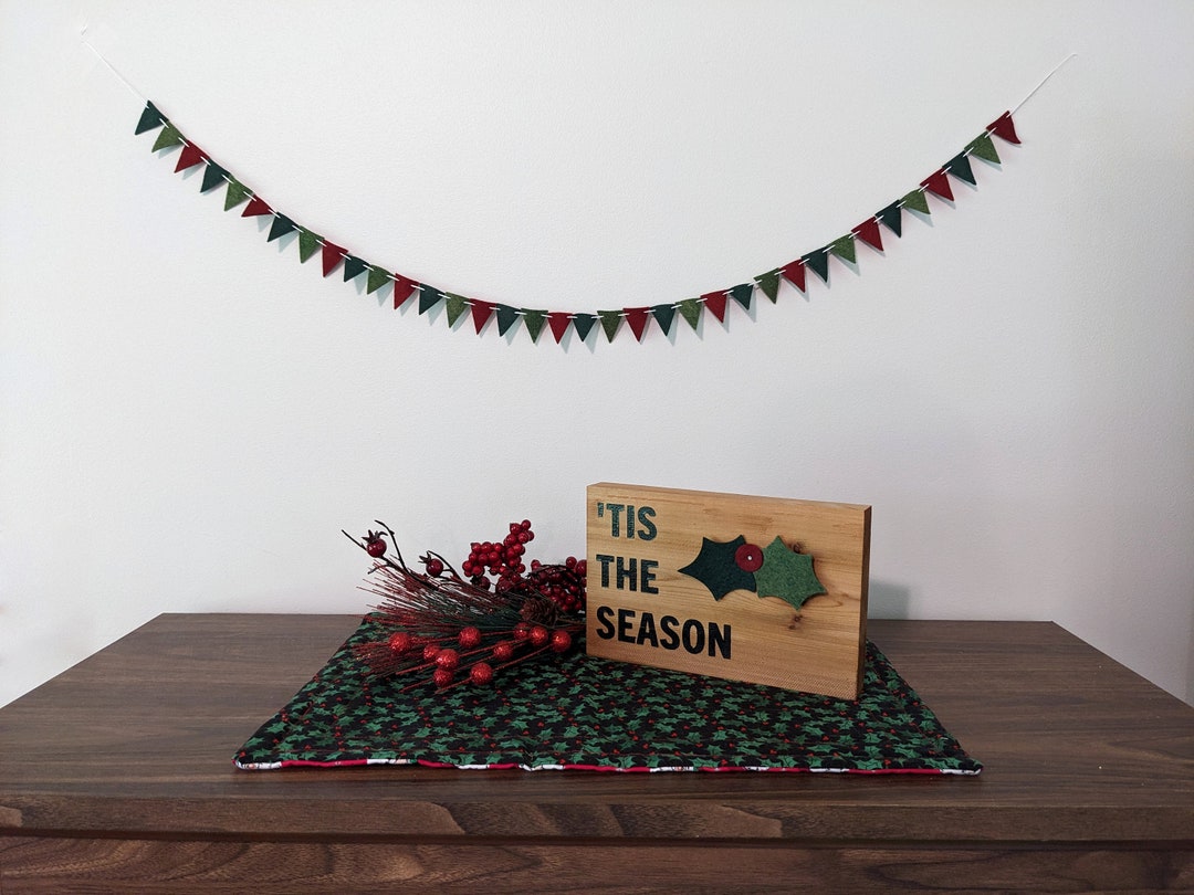 Mini Triangle Flag Banner - Evergreen, Crimson, and Meadow - Winter ...