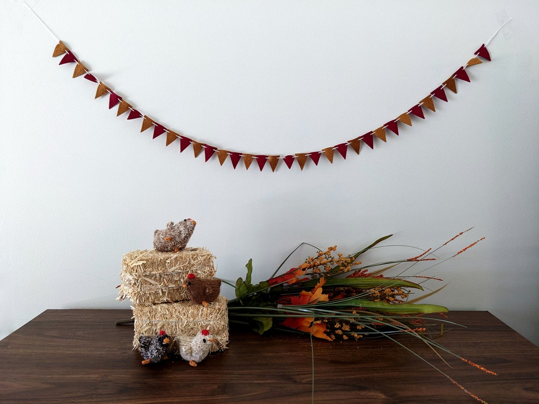 Fall Triangle Flag Banner: Nutmeg and Cranberry Wool Felt Garland - Etsy