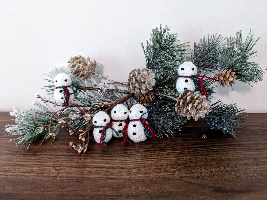Mini Knitted Snowmen - Winter Decor - Etsy