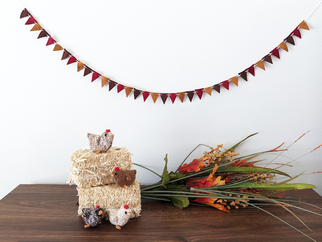 Mini Triangle Flag Banner - Brown, Nutmeg and Cranberry - Fall Flag ...