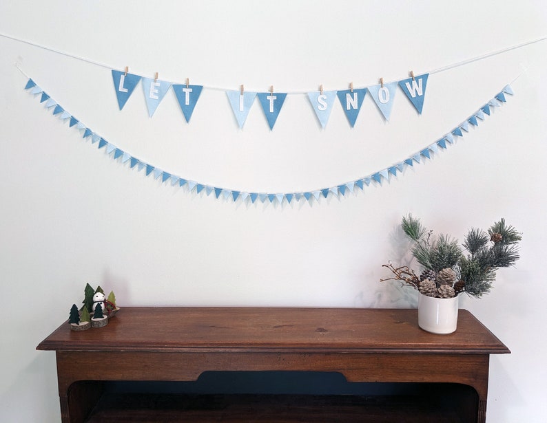 Wool Felt Triangle Flag Banner: Winter Garland, Custom Colors - Etsy
