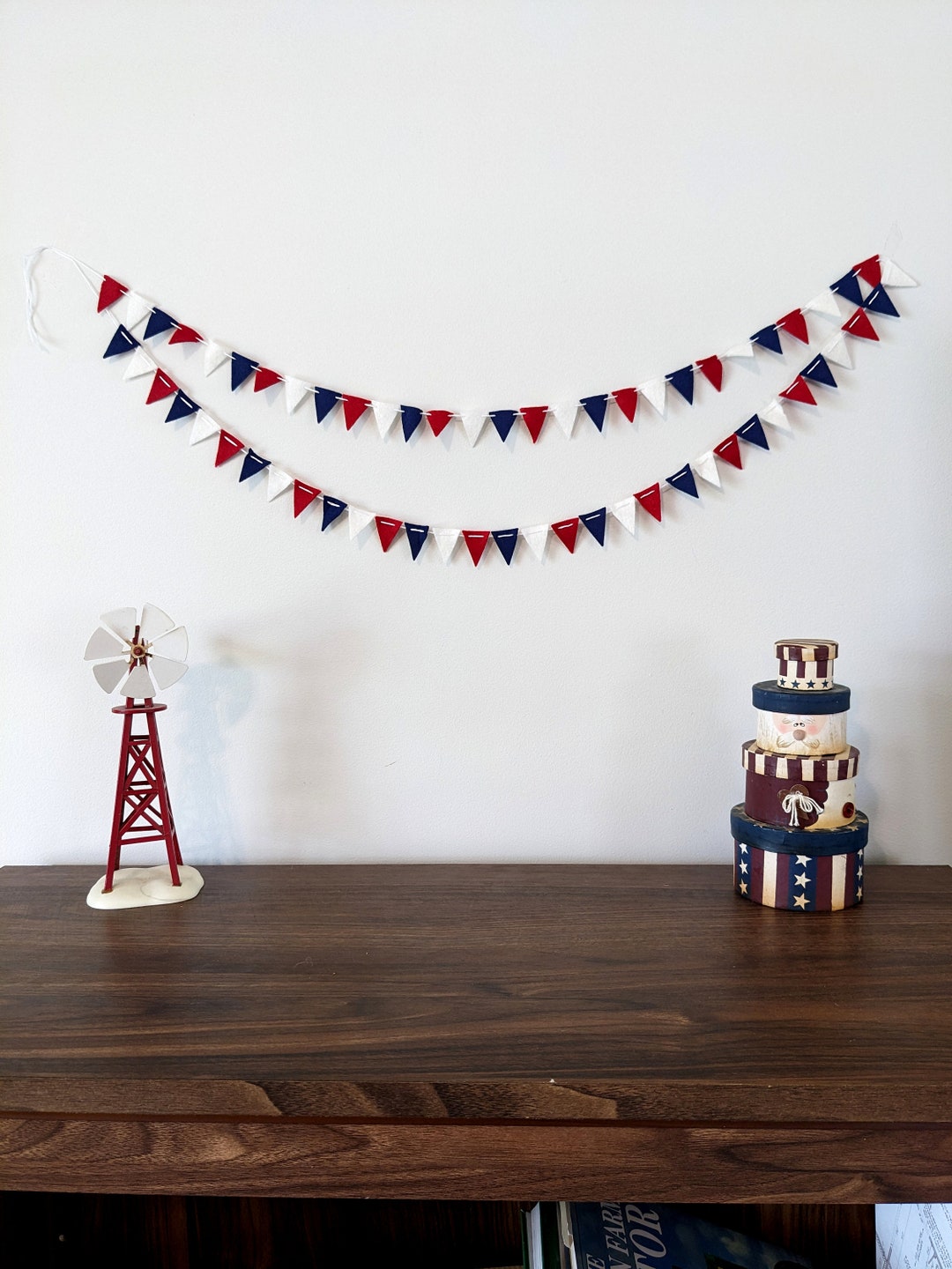 Mini Triangle Flag Banner - Red, White, and Blue - Patriotic Flag ...