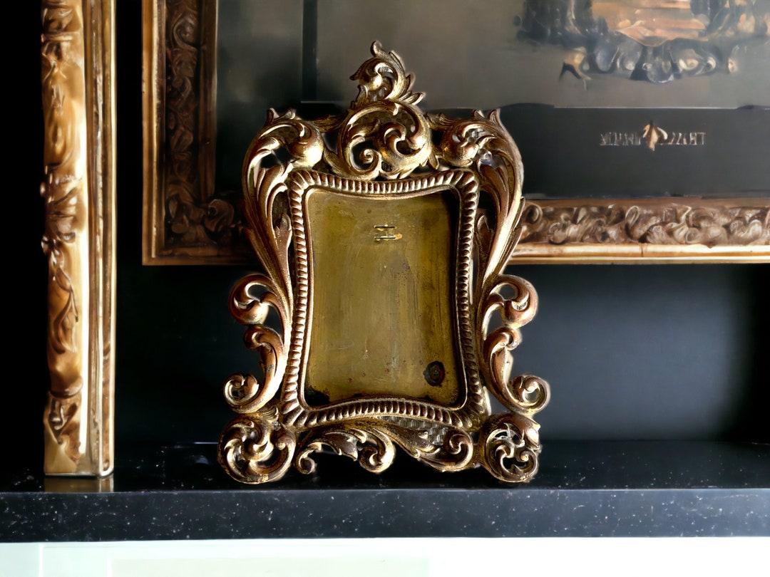 Antique Victorian Picture Frame, Ornate Brass Over Cast Iron, French ...