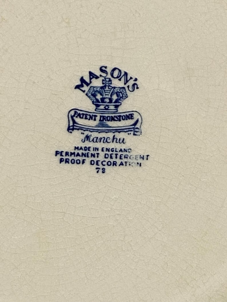 Antique Ironstone Masons Flow Blue White Manchu Pattern, Choose From 10 ...