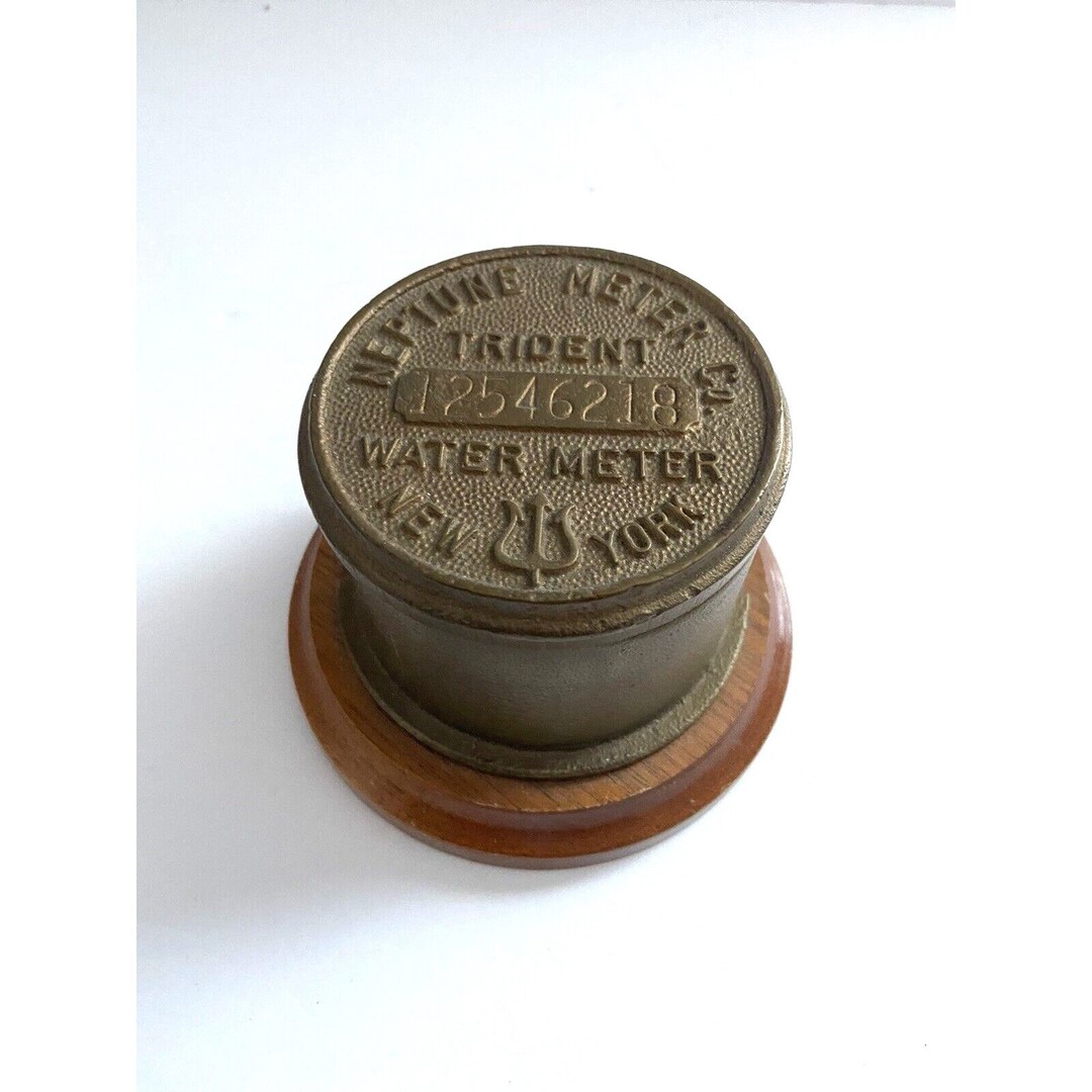 Vintage Brass Trident Water Meter, Brass Trinket Box, Neptune Water New ...