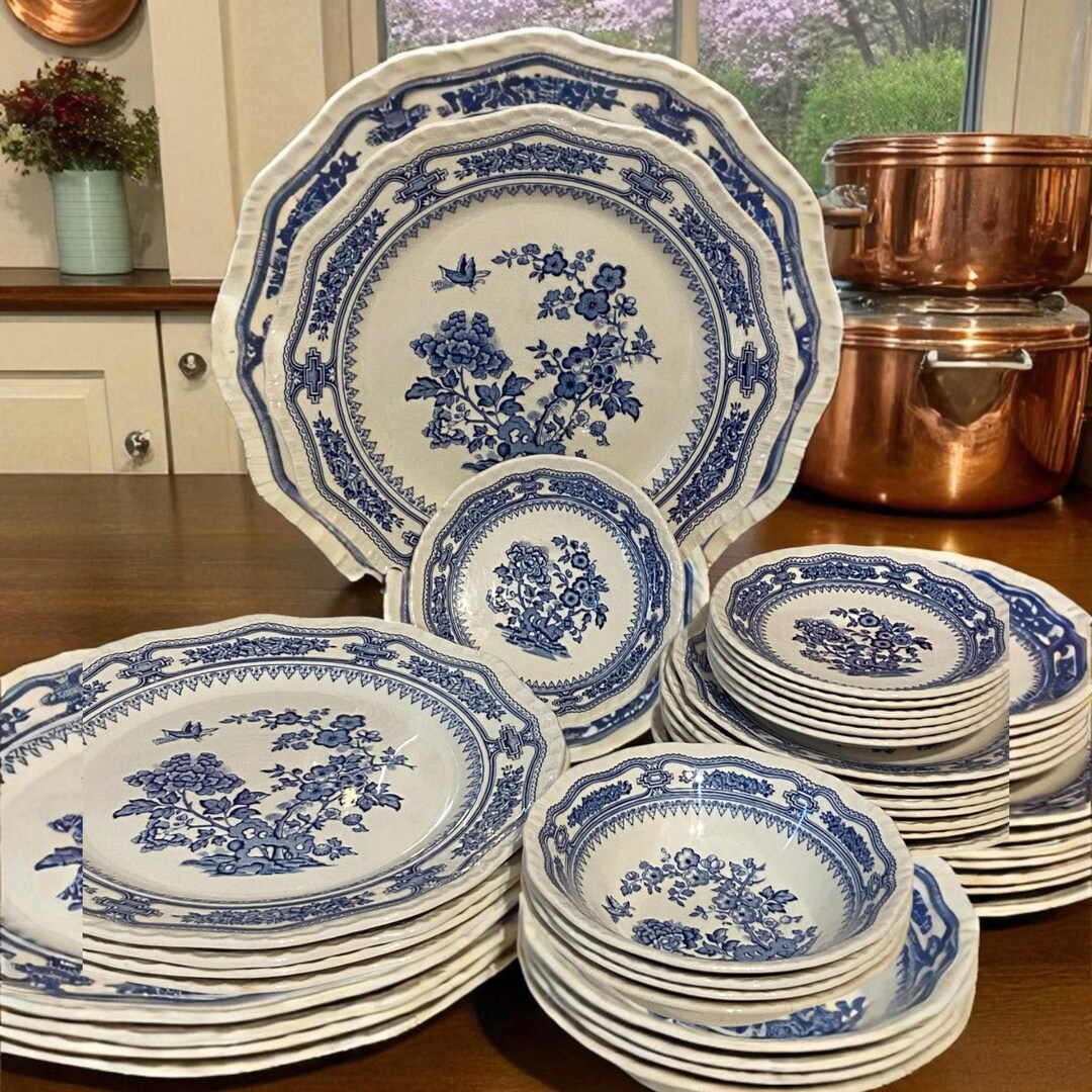 Antique Ironstone Masons Flow Blue White Manchu Pattern, Choose From 10 ...