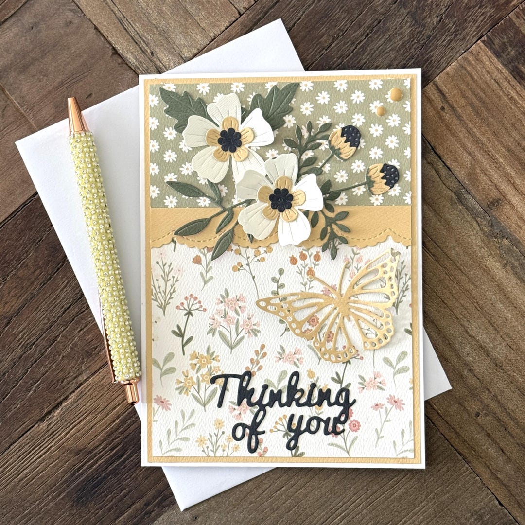 Handmade Floral Thinking of You Card, Pretty 3D Card for Her; Free ...