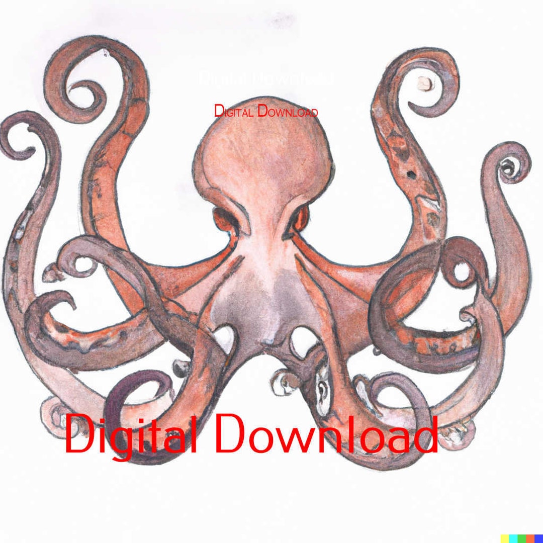 Watercolor Octopus Drawings - High Quality Digital Download - Etsy