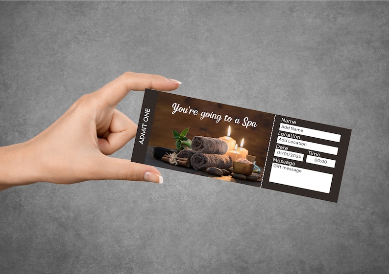 Editable Spa Day Surprise Ticket Template Printable Spa Day - Etsy