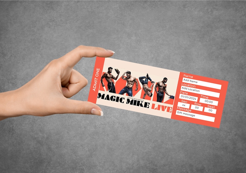 Editable Magic Mike Live Ticket Template Printable Magic Mike - Etsy ...