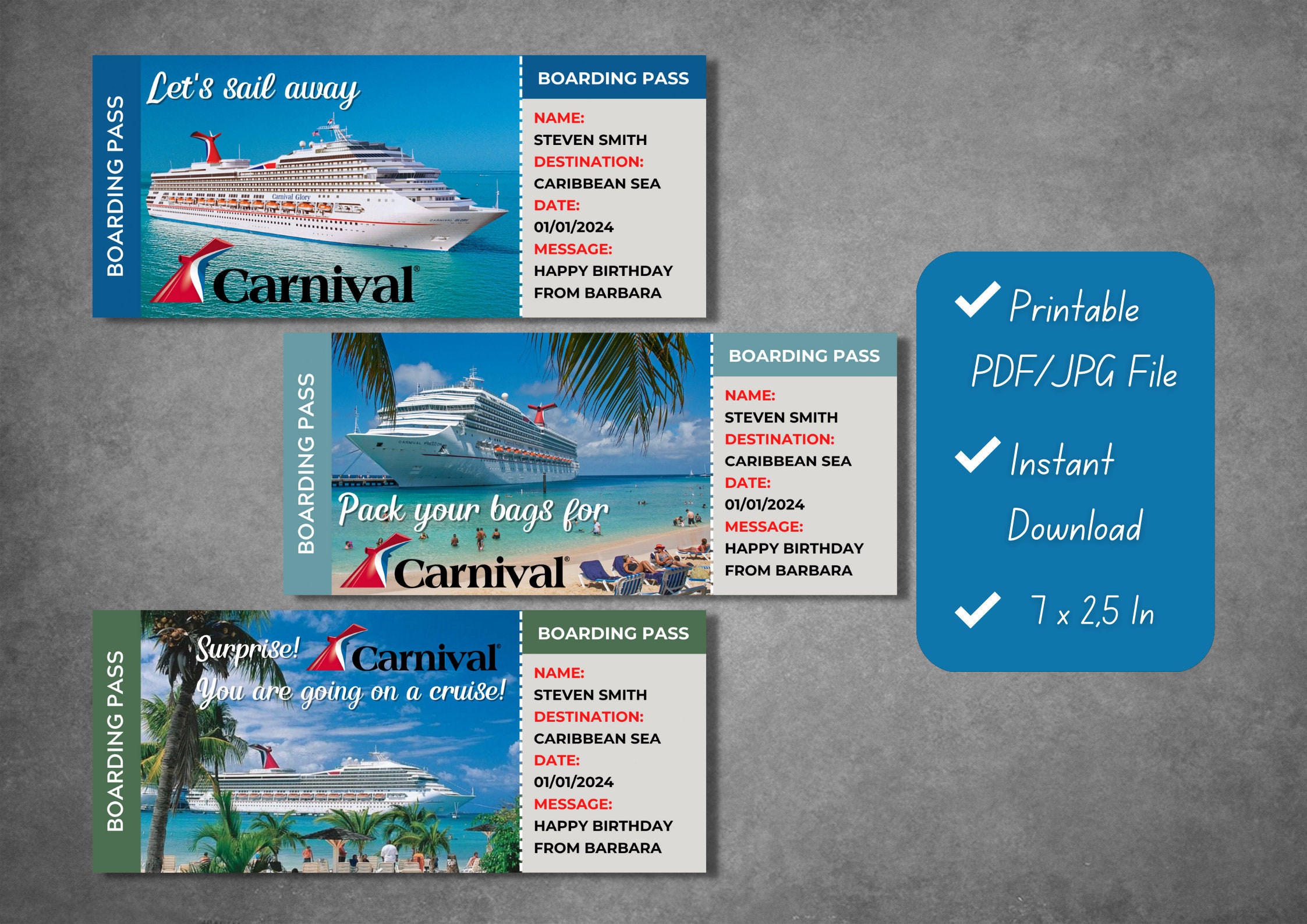 Carnival Cruise Boarding Pass Form