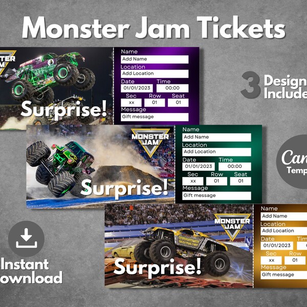 Monster Truck Invitation Ticket - Etsy