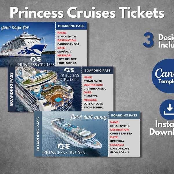 Princess Cruise Ticket Template - Etsy