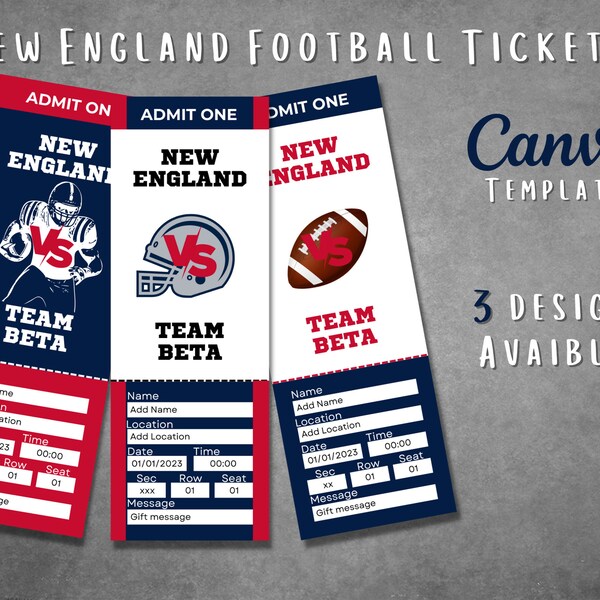 Football Match Game Ticket Template - Etsy