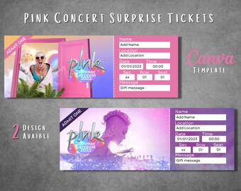 Ticket Template Pink - Etsy
