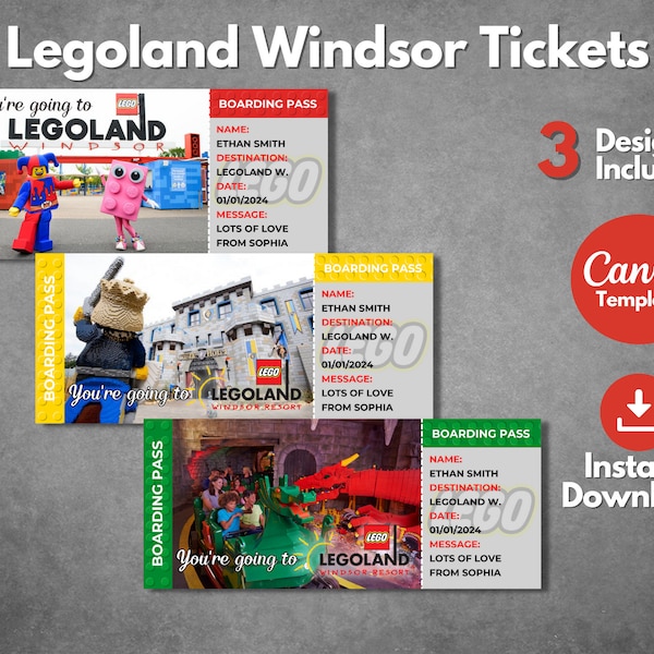 Legoland Ticket Template - Etsy UK