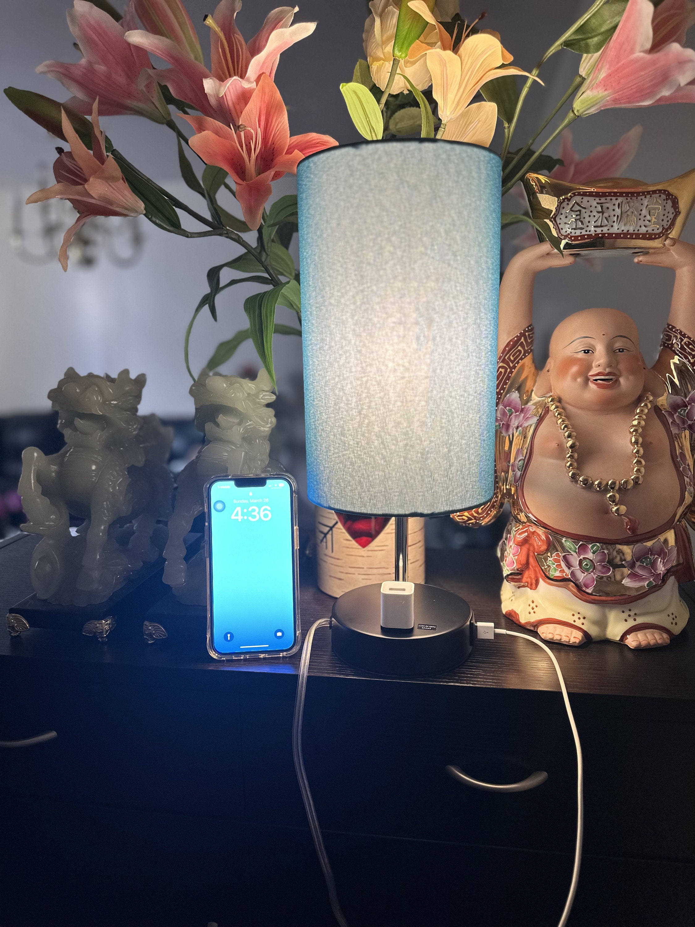 Touch Sensor Bedside Nightstand Table Lamp W/ 2 USB-A Charging Ports ...