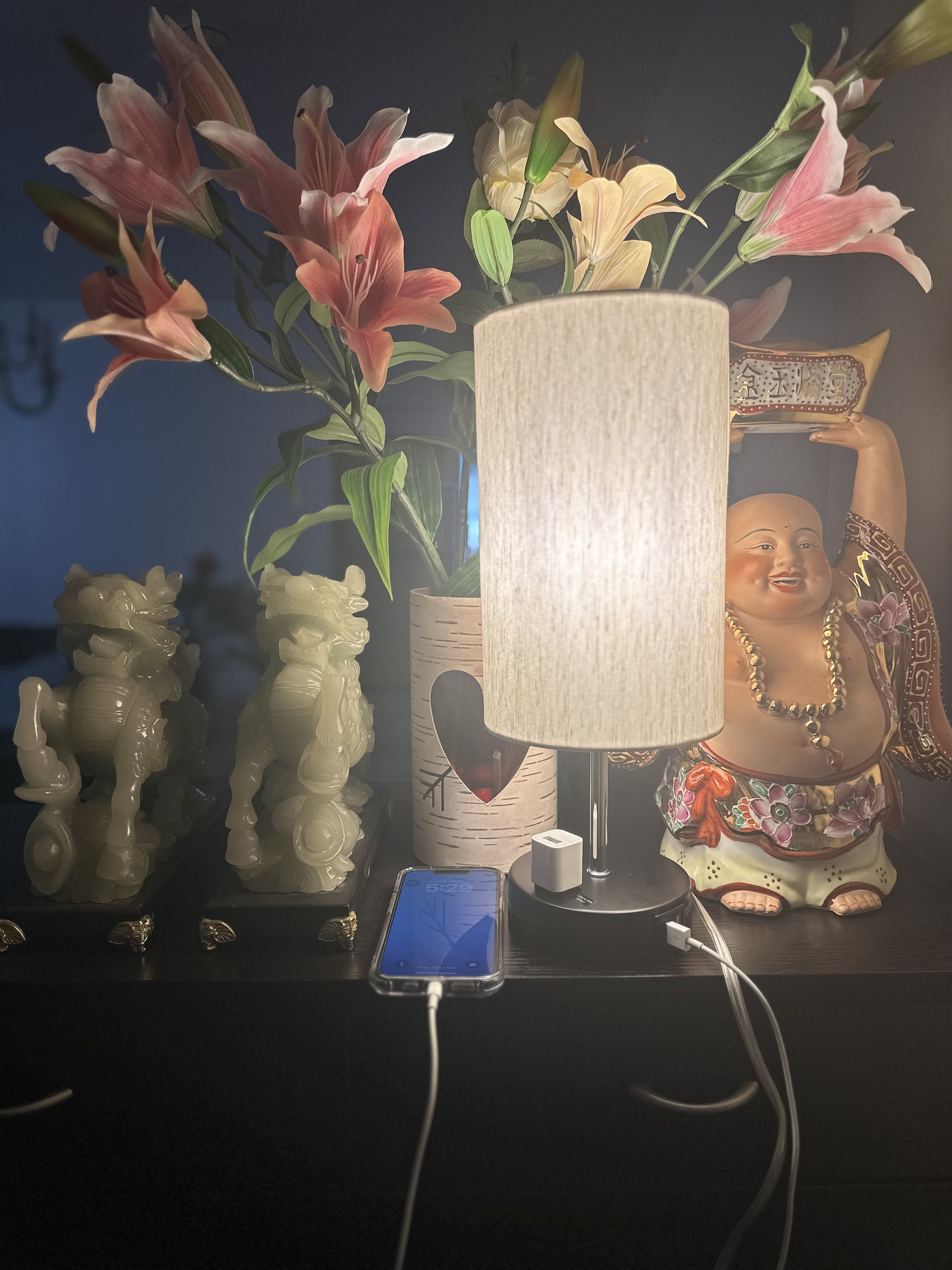 Touch Sensor Bedside Nightstand Table Lamp W/ 2 USB-A Charging Ports ...