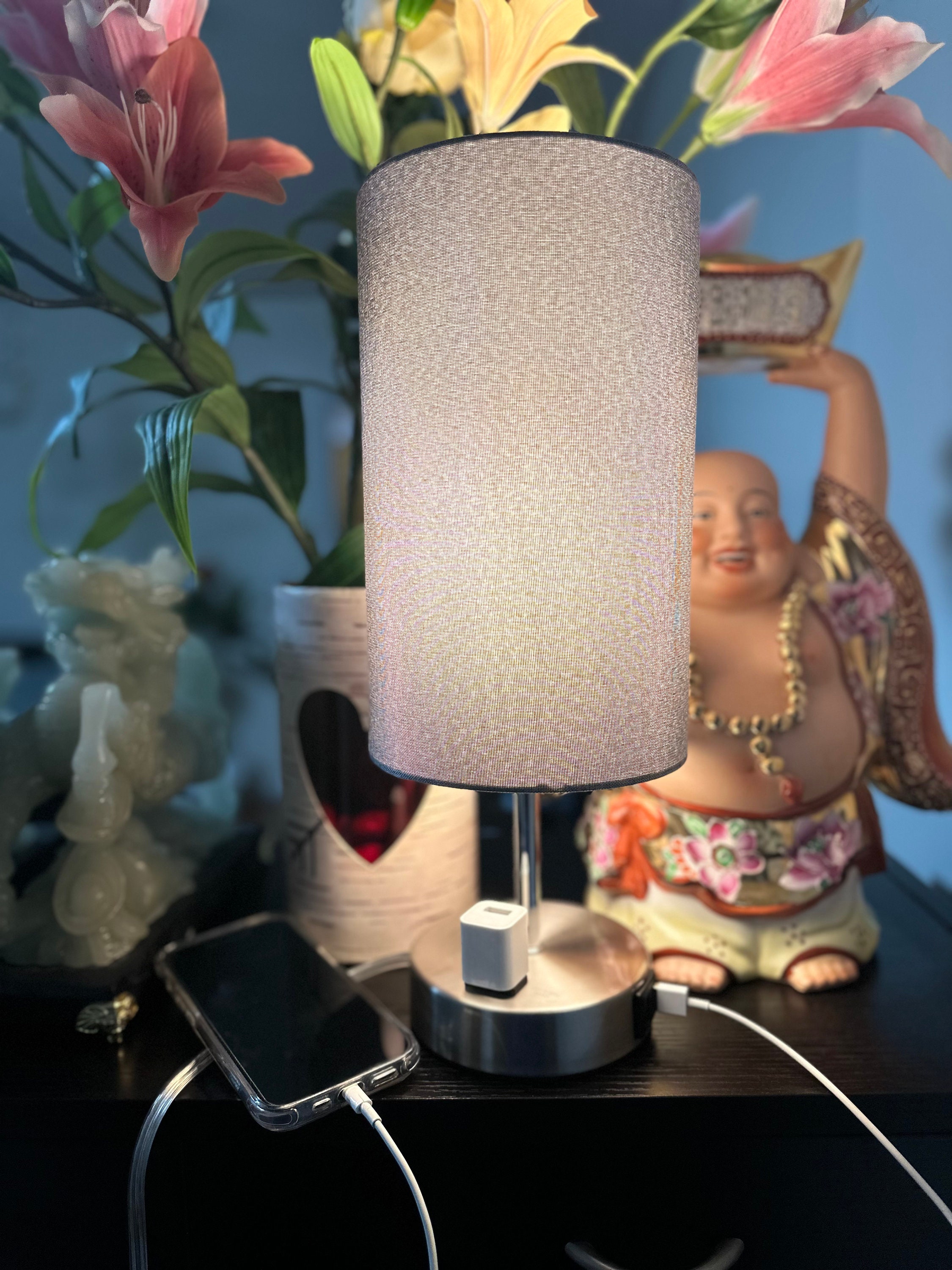 Touch Sensor Bedside Nightstand Table Lamp W/ 2 USB-A Charging Ports ...
