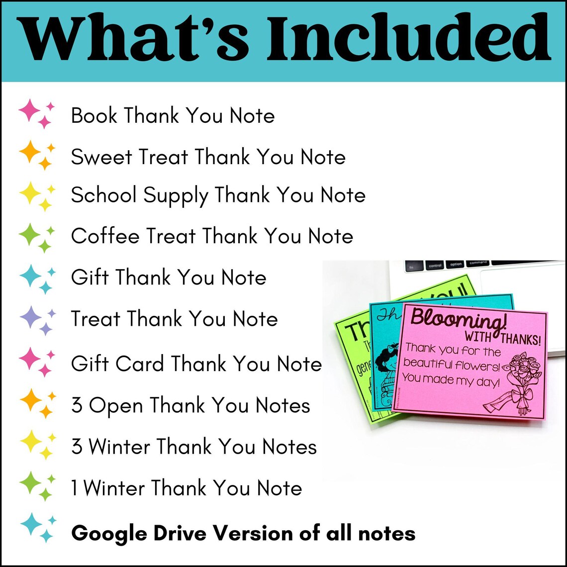 Thank You Notes, Teacher Thank You Notes, Teacher Notes, Print and Go ...
