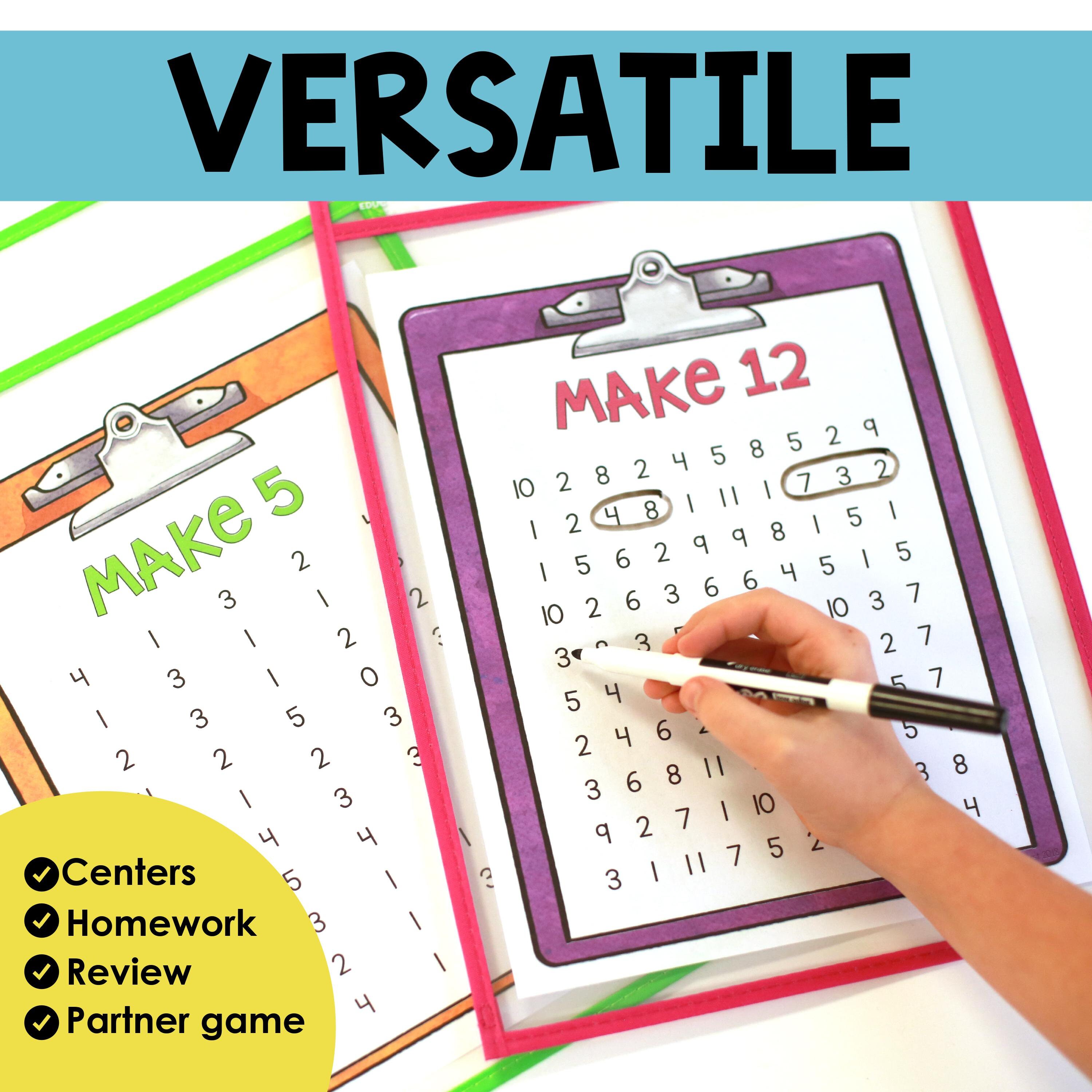 Math Addition Game, Fact Fluency Game, Math Facts, Sums Game - Etsy