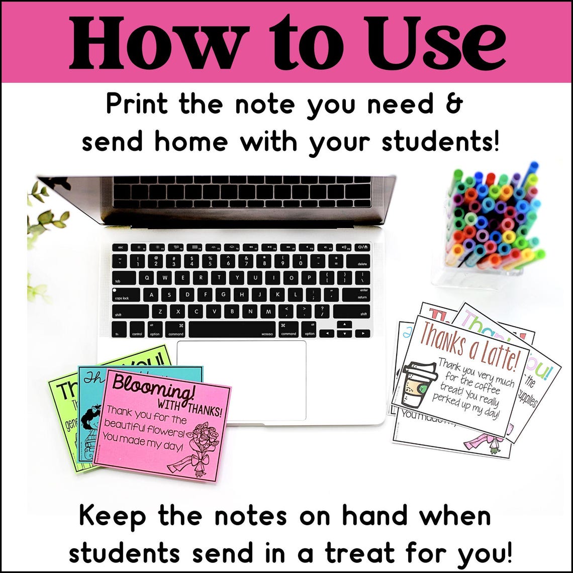 Thank You Notes, Teacher Thank You Notes, Teacher Notes, Print and Go ...