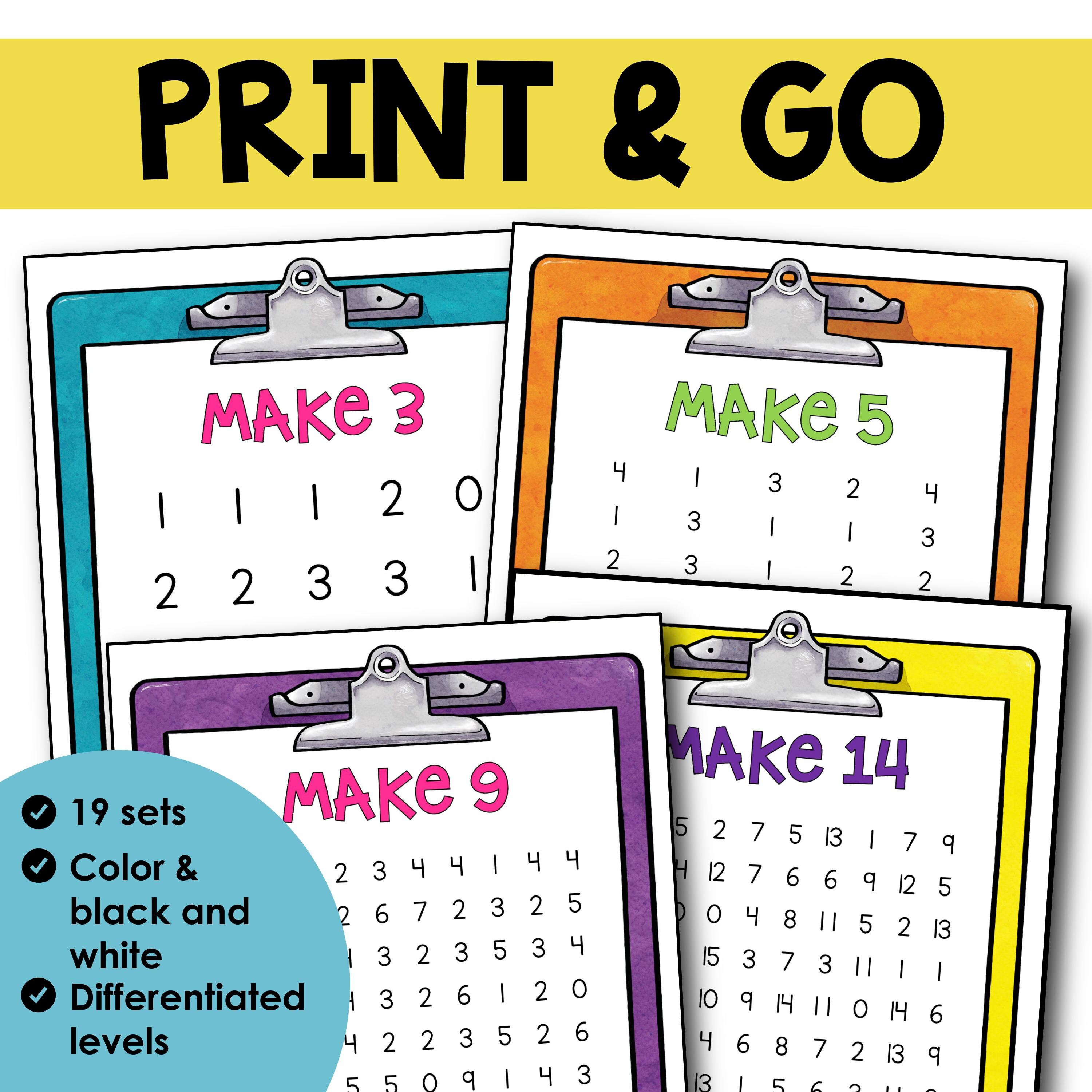 Math Addition Game, Fact Fluency Game, Math Facts, Sums Game - Etsy