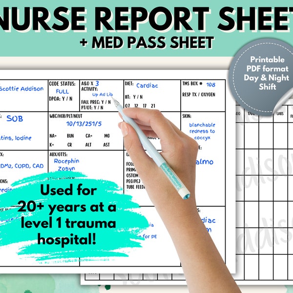 Icu Report Sheet Med Pass - Etsy