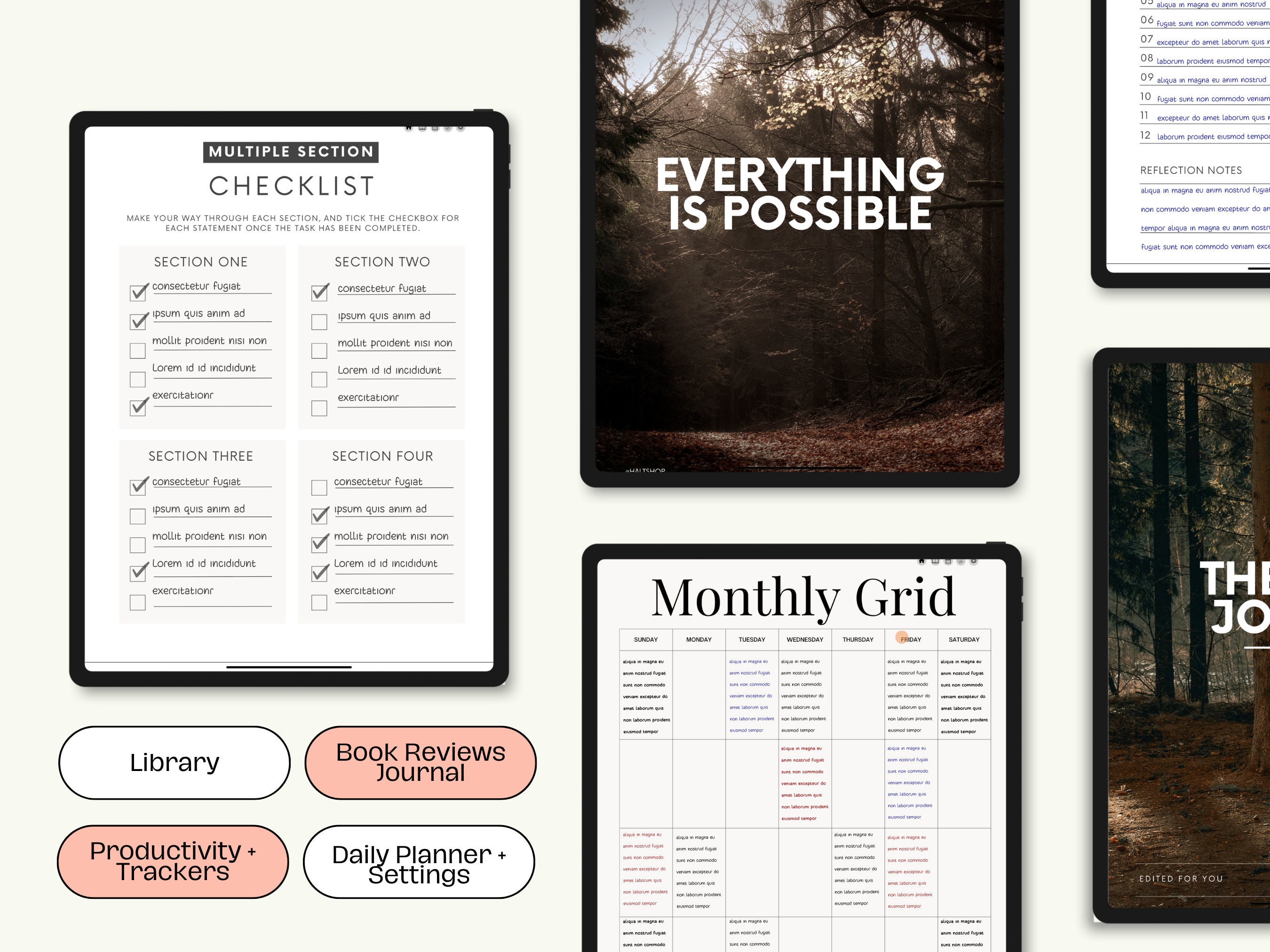 Book Reading Journal Digital, Book Tracker, Book Review, Digital ...