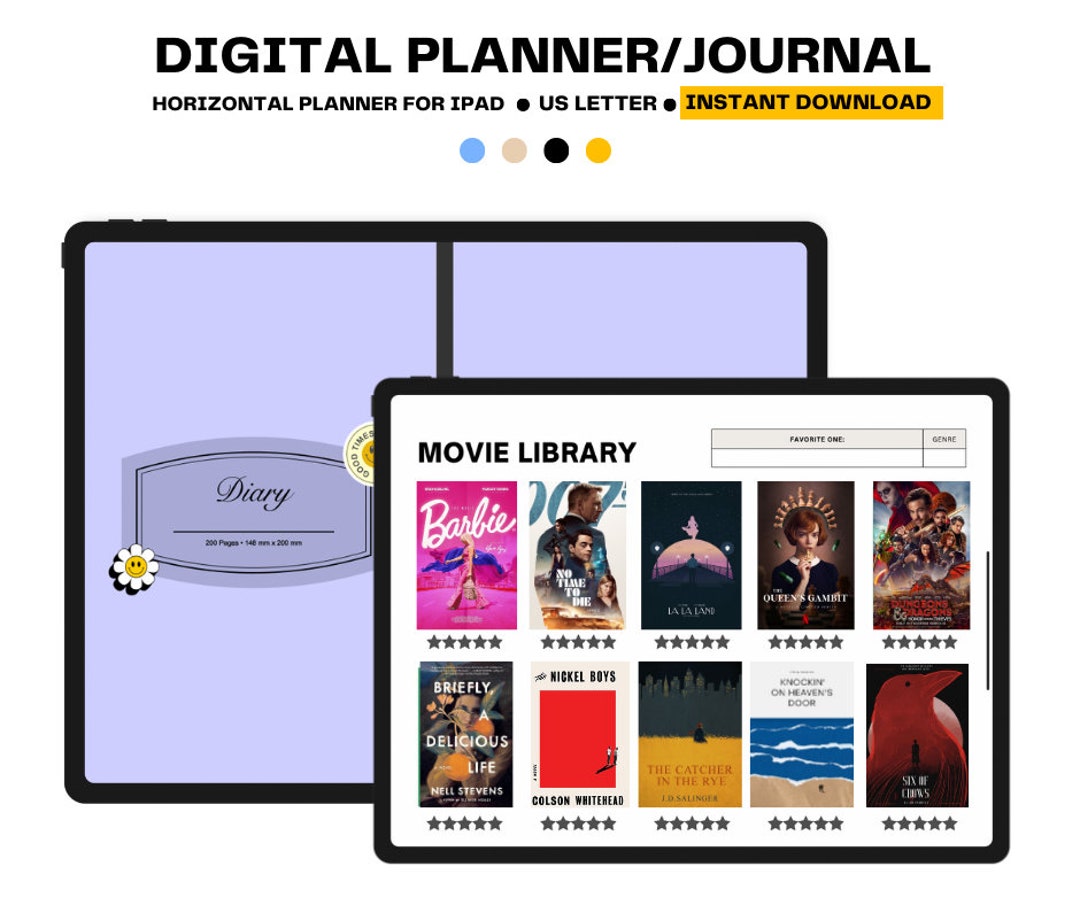 Digital Planner With Movie and Tv/shows Journal, Monthly and Weekly ...