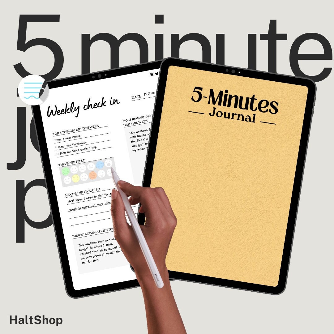 Digital 5-minutes Journal Planner for Productivity and Organization ...