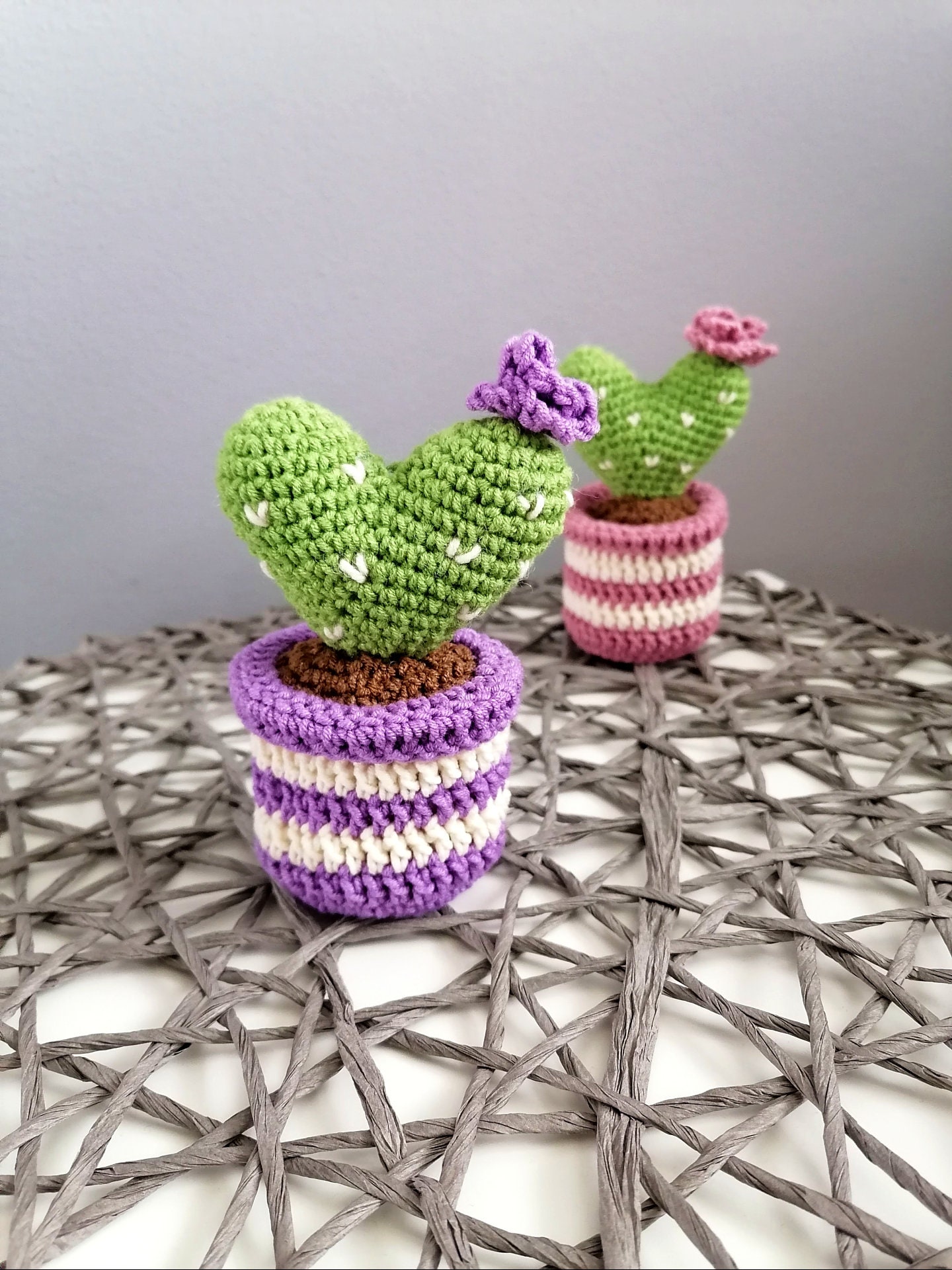 Heart-shaped Cactus Crochet Pattern, Colourful Stripes Flowering Plant ...
