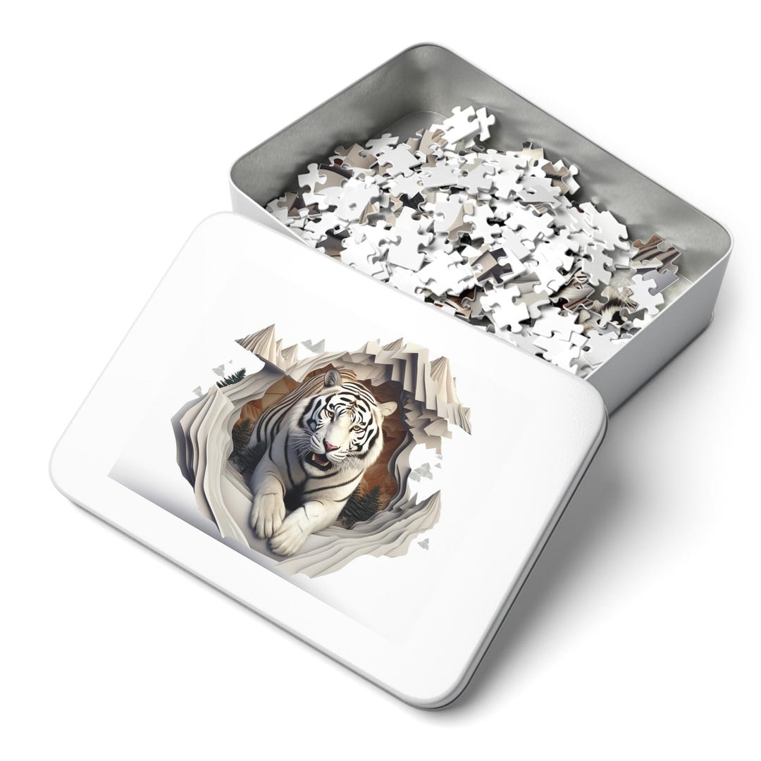 White Tiger Emerging From Paper Cave Jigsaw Puzzle 30/110/252/500/1000 ...