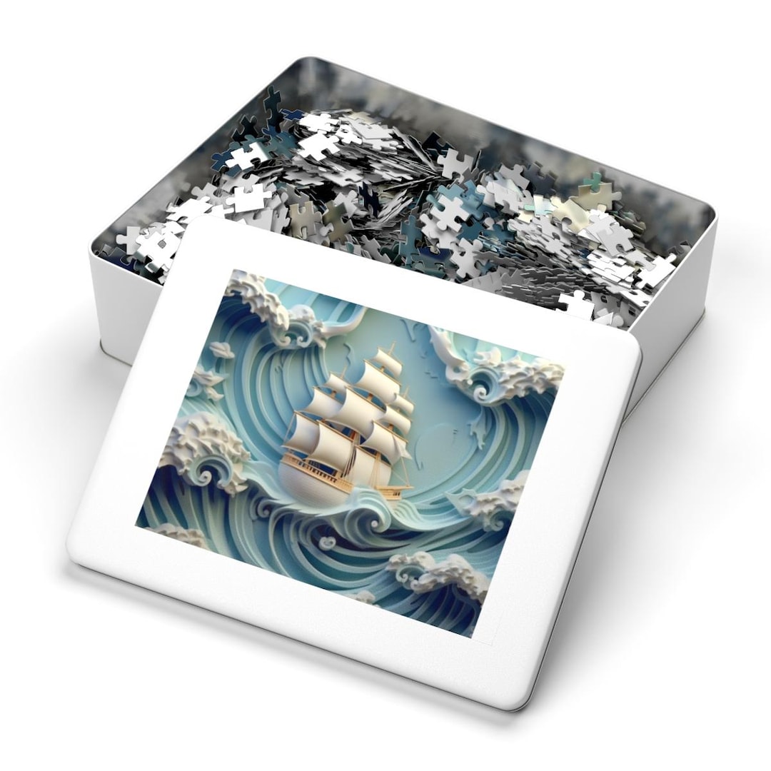 Sailing Ship Puzzles, Ocean Waves Art Jigsaw Puzzles, Nautical Decor ...