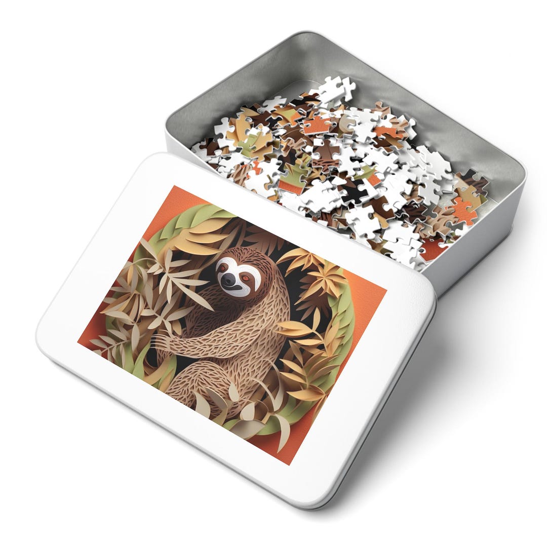Paper Cut Sloth Jigsaw Puzzle With Tin | 30/110/252/500/1000/2000 Pcs ...