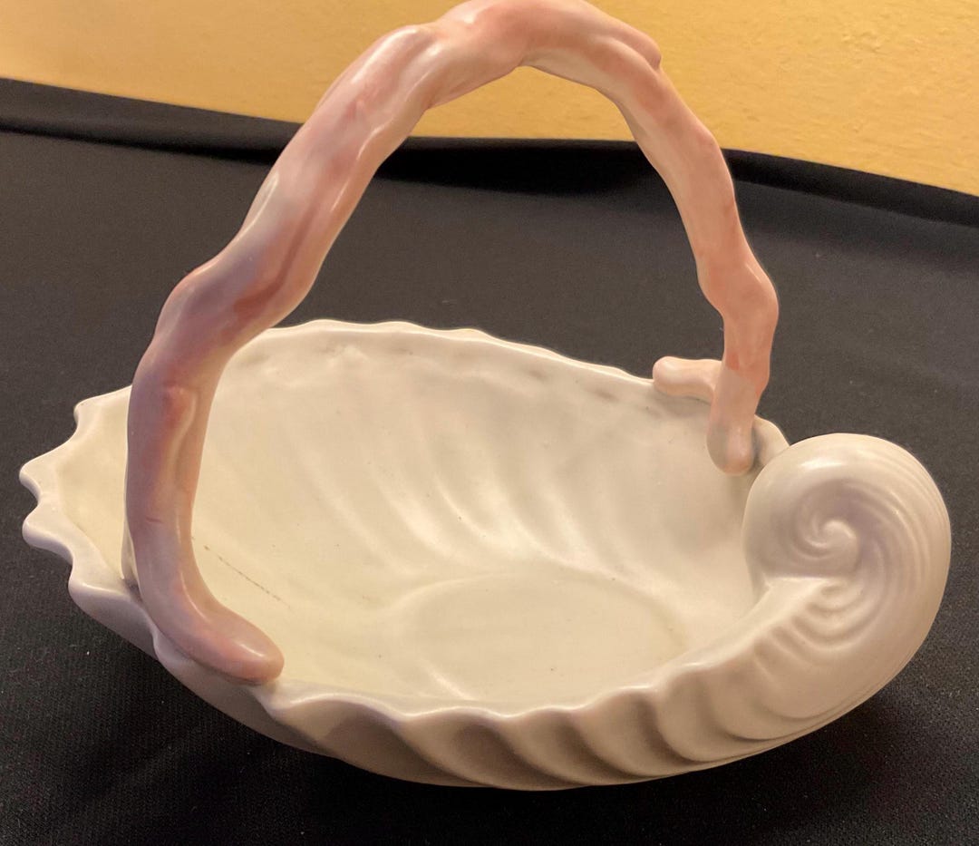 Vintage Fitz and Floyd Ivory Shell Bowl W/ Pink Coral Handle - Etsy