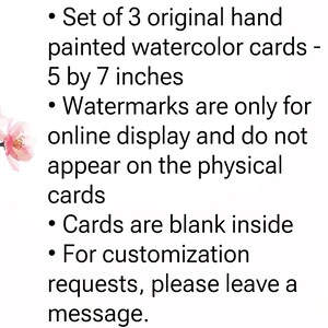 Original 5x7 Watercolour Cards Set, Hand-painted Flower Cards, Floral ...