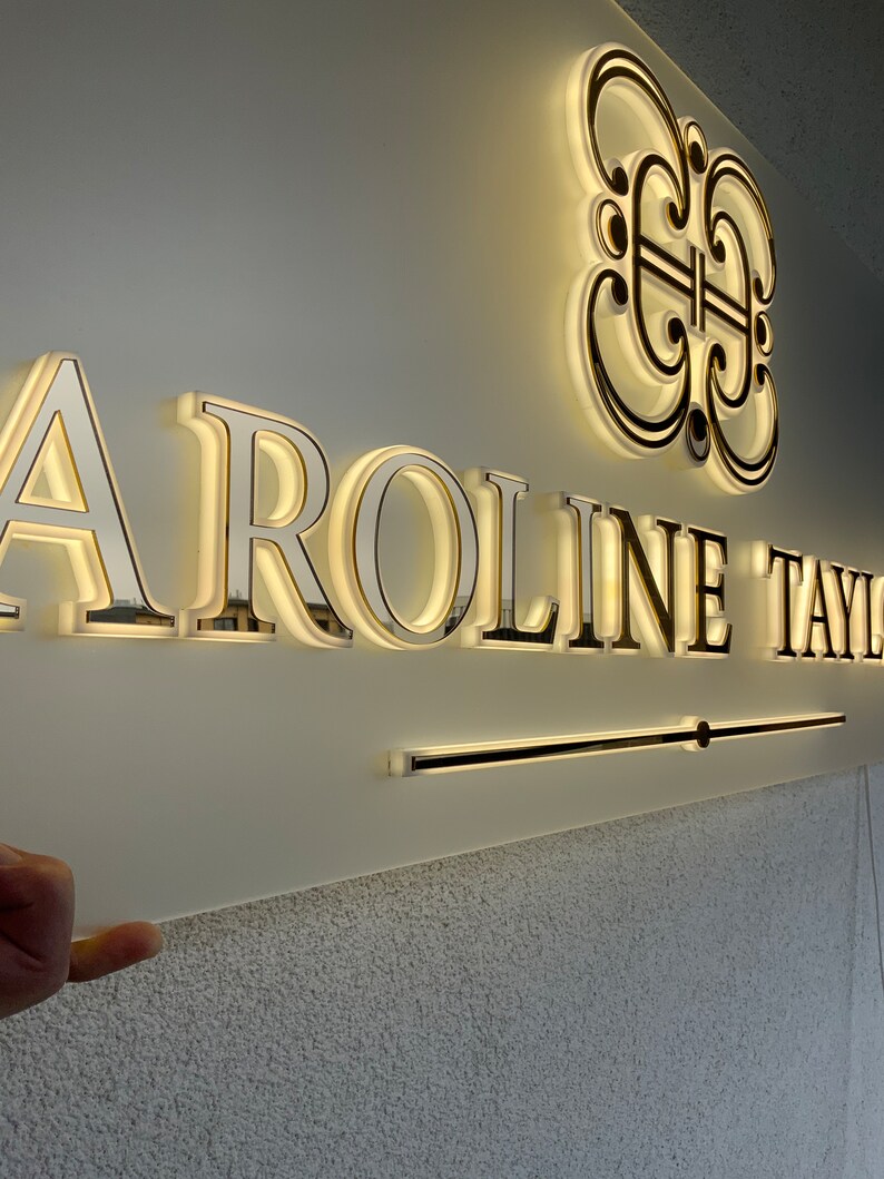 Salon Sign Business Name Light Up Acrylic Sign With 3d Logo - Etsy