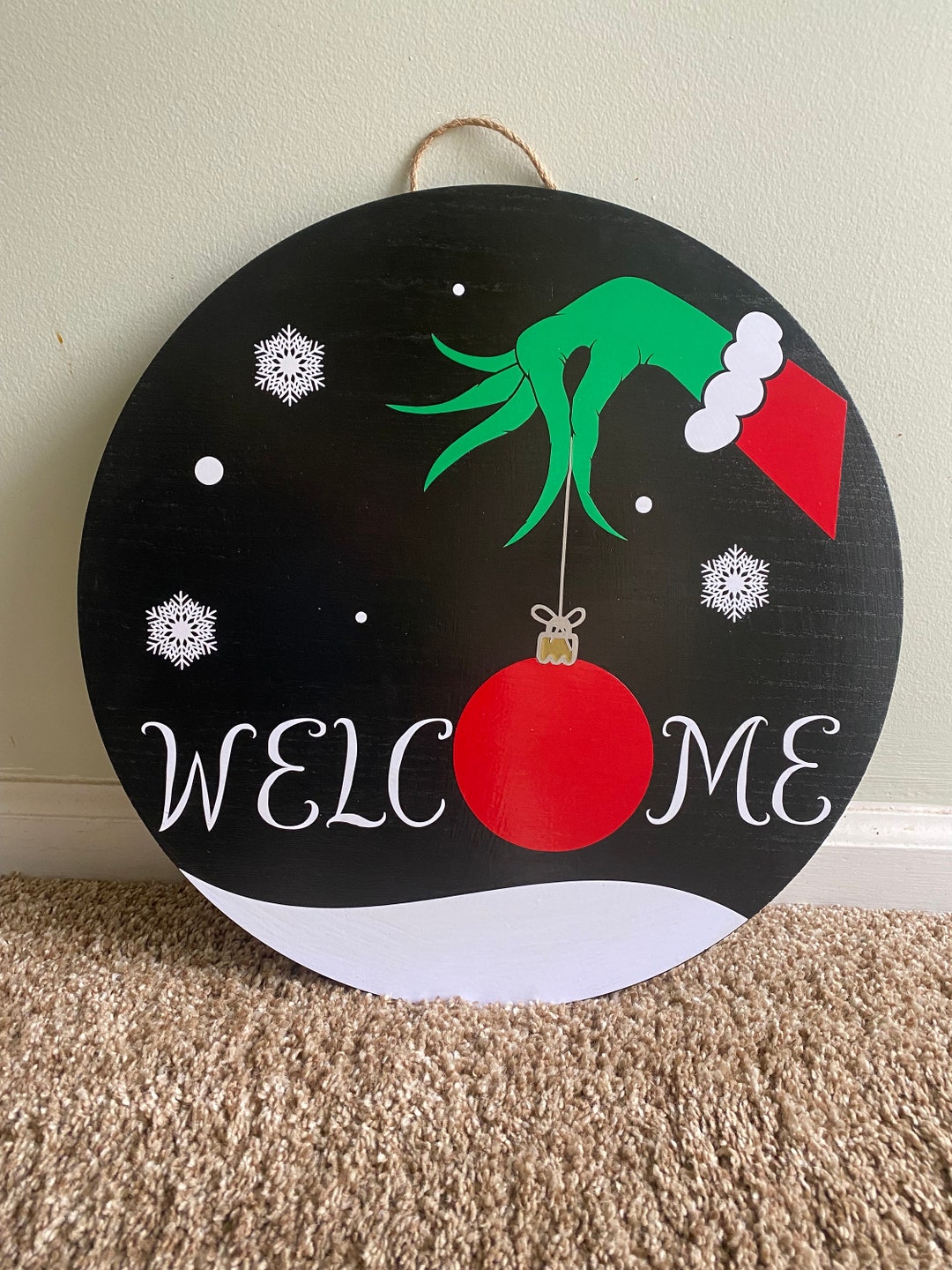 Grinch Door Hanger Sign - Etsy
