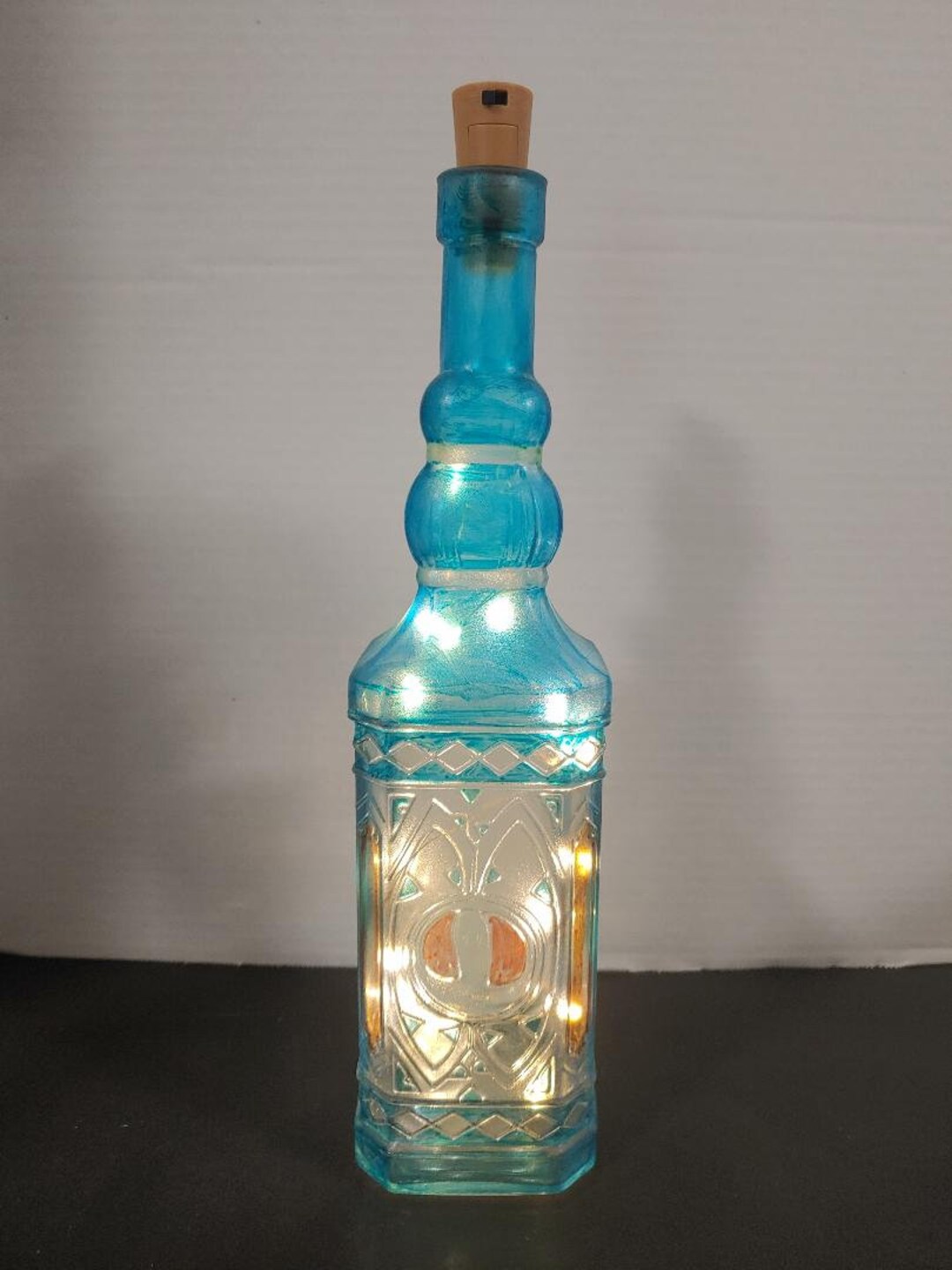 Lighted Bottle Blue and Yellow LED Lights - Etsy