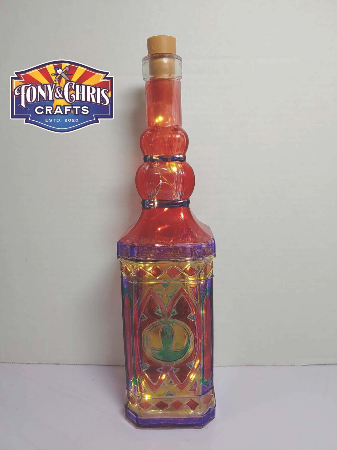 Lighted Bottle Yellow and Red - LED Lights - Etsy