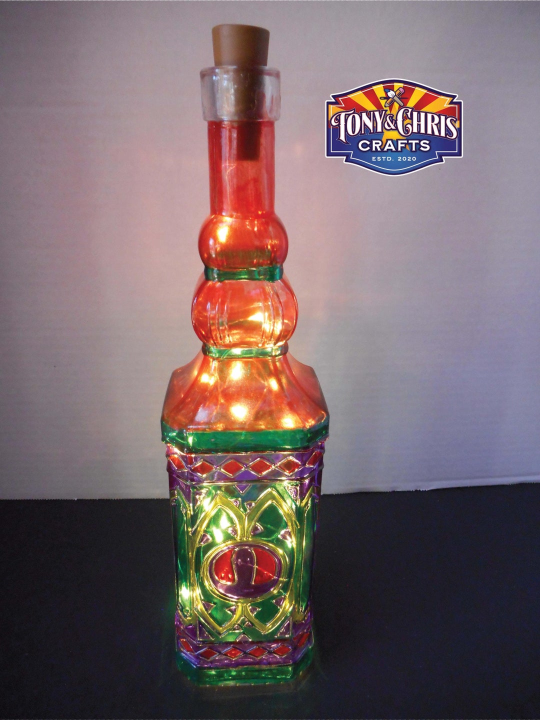 Lighted Bottle Red and Purple- LED Lights - Etsy