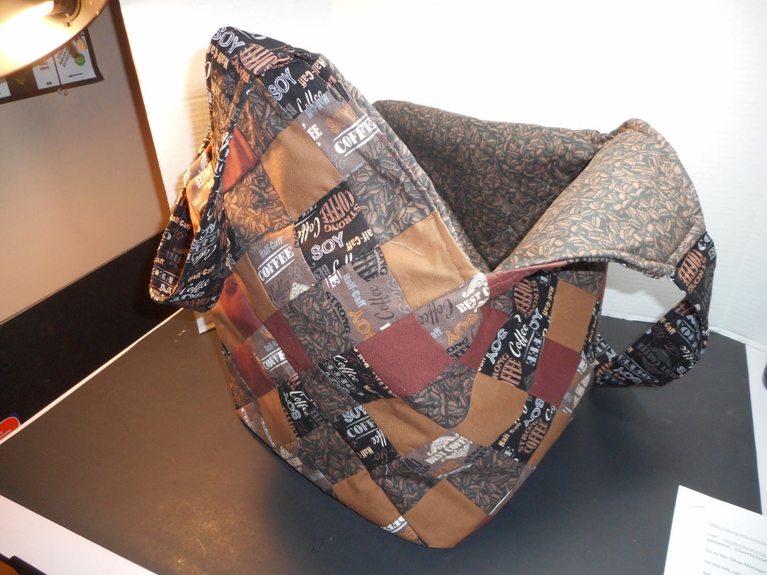 Coffee Pattern and Tan/brown Pattern Mondo Bag "purse With Pockets" - Etsy