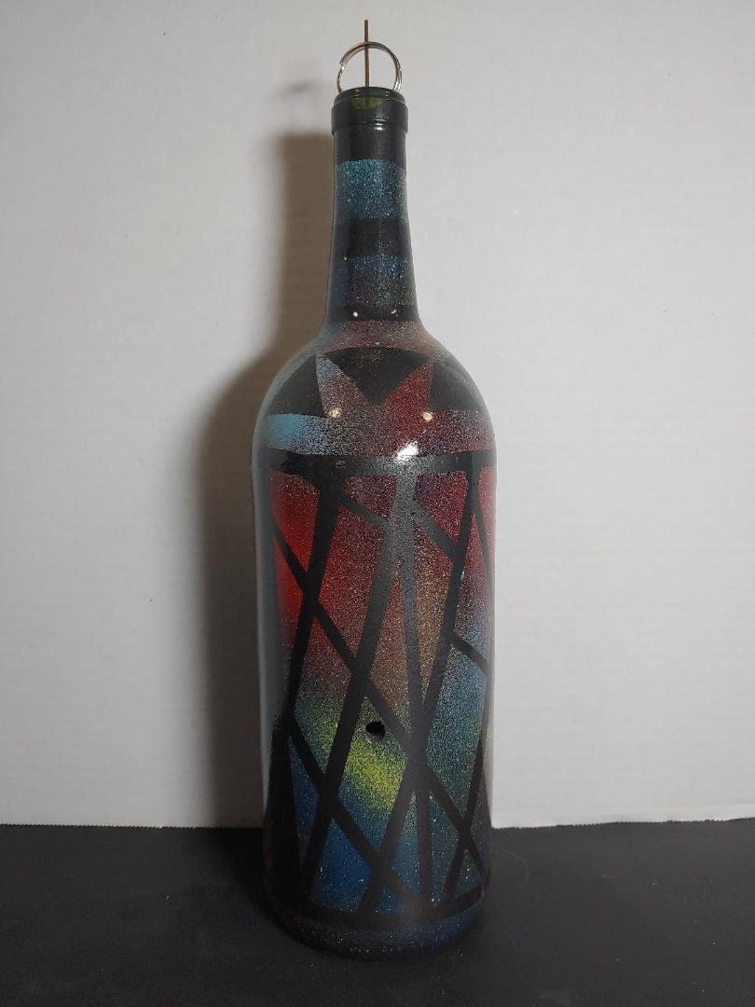 Black and Multi-color Glass Incense Bottle - Etsy