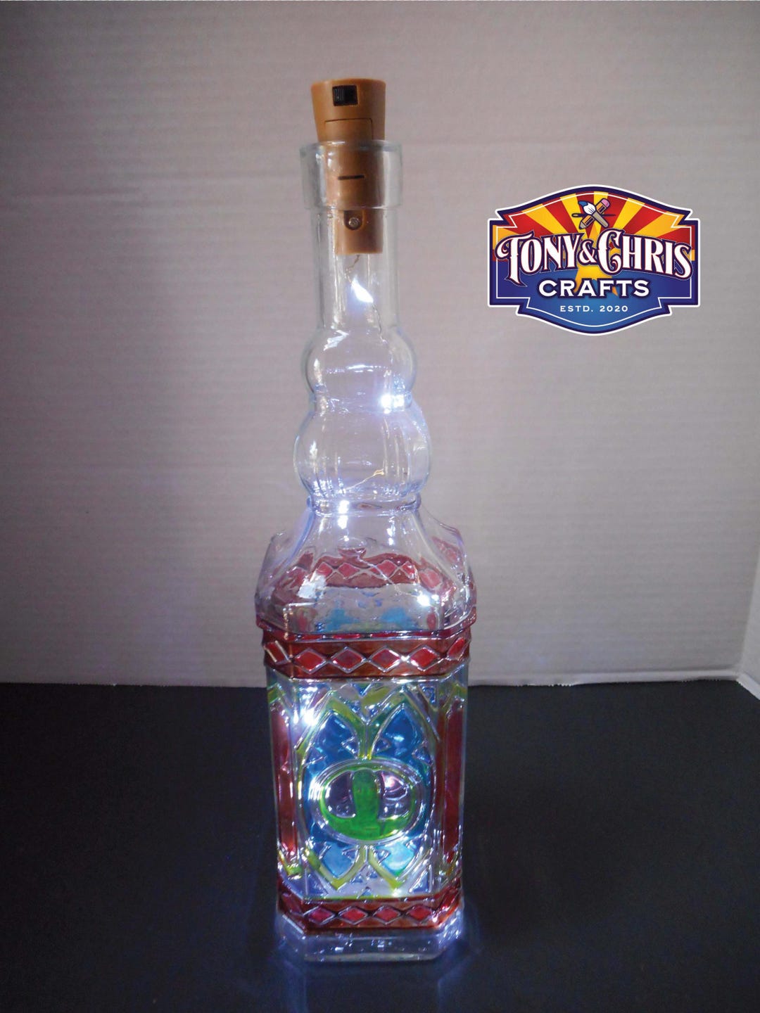 Lighted Bottle Clear and Red - LED Lights - Etsy