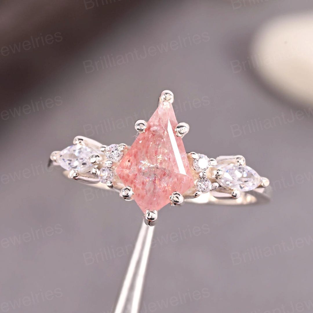 Kite Cut Strawberry Quartz Ring: Handmade Sterling Silver, Dainty ...