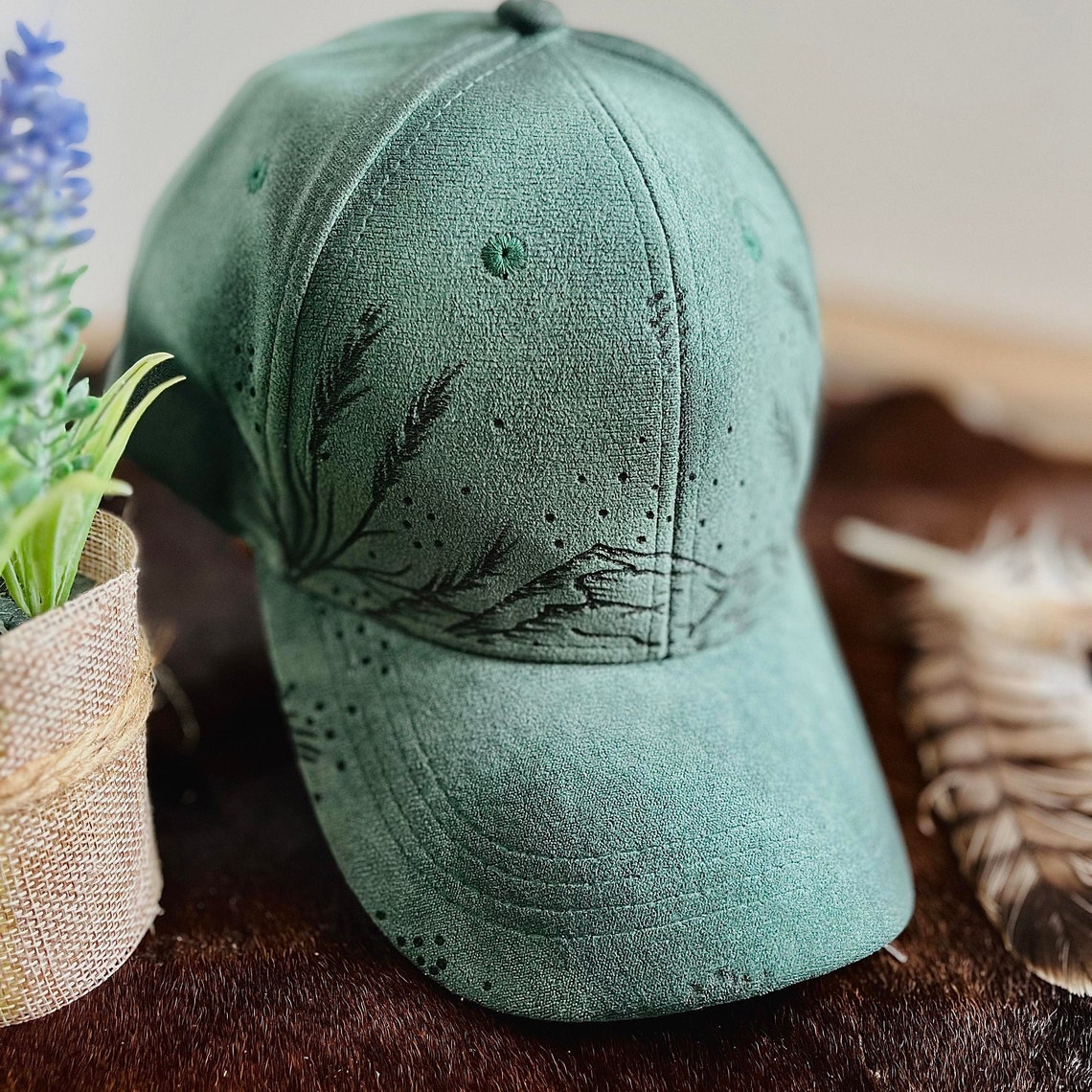 Baseball Hat Burned Design Pyrography Burned Baseball Cap With Western ...