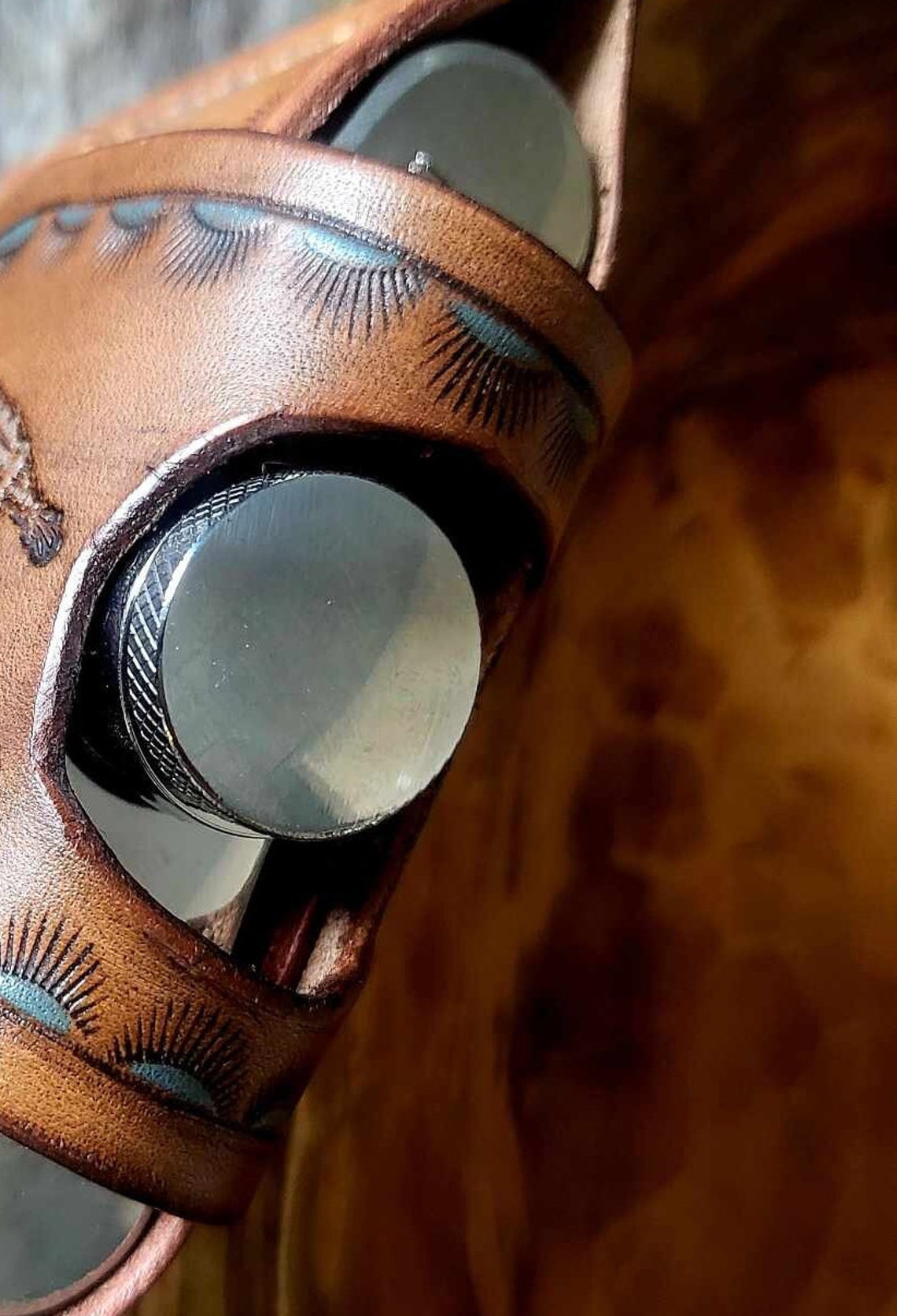 Custom Flask Holder Western Leather Tooled and Painted Personalized ...