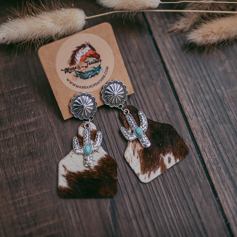 Cowhide Earrings - Etsy Australia